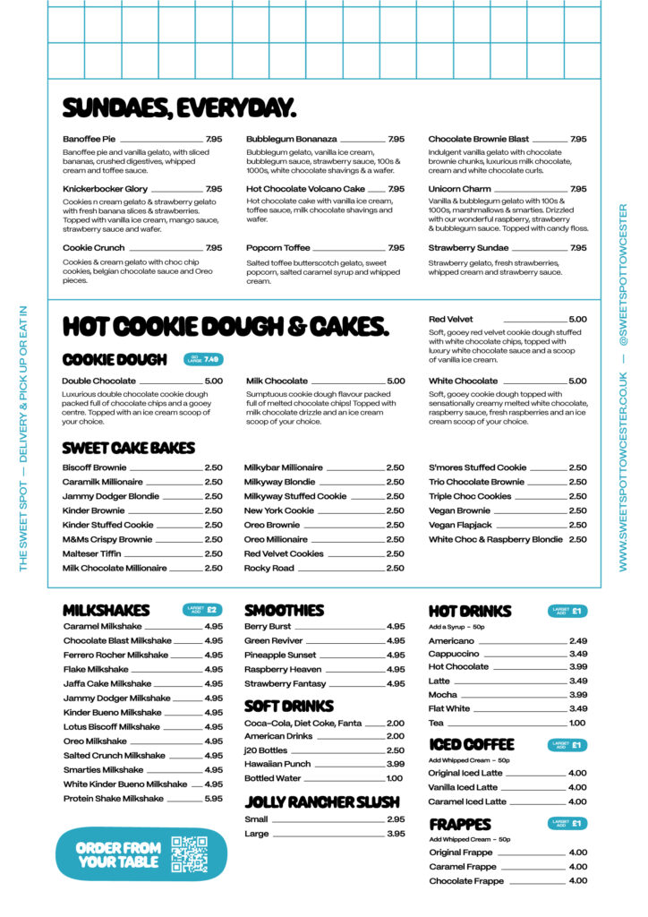 Our Menu - THE SWEET SPOT