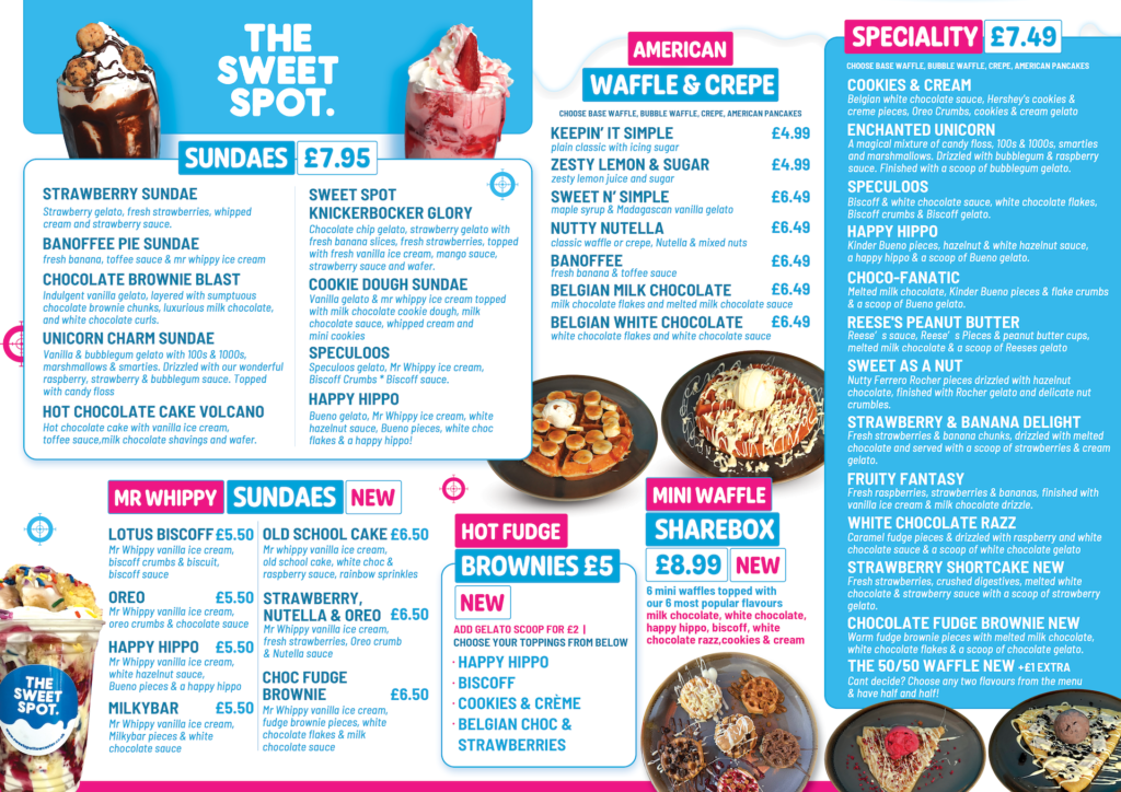 Our Menu - THE SWEET SPOT